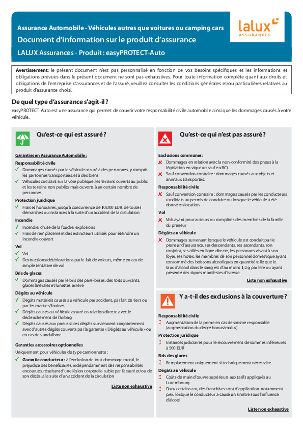 Kfz- & Autoversicherung easyPROTECT - LALUX Assurances Luxemburg