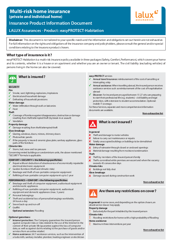 Home and private liability insurance - LALUX Assurances